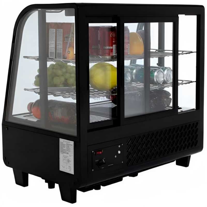 Vitrinas Refrigeradas Negras de Cristal Curvado con 2 Estantes para ...