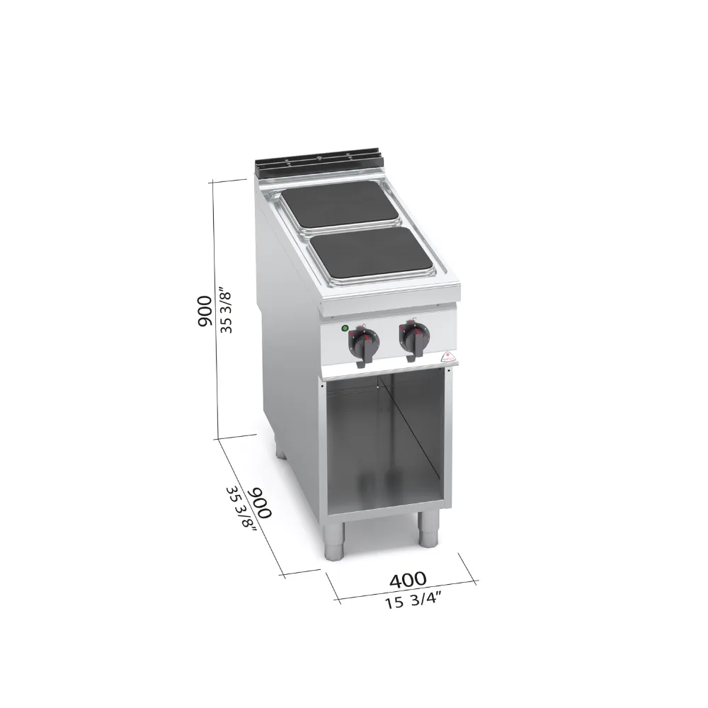 Electric 2 burner freestanding cooker MAXIMA 900, AISI 304 steel - MBH