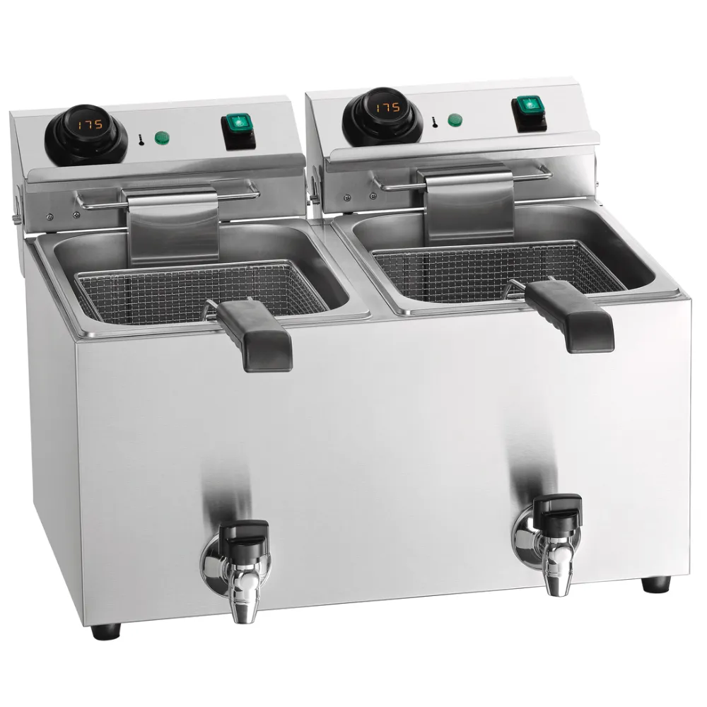 MBH - Friteuse Professionnelle Double avec Contrôle Numérique 18L