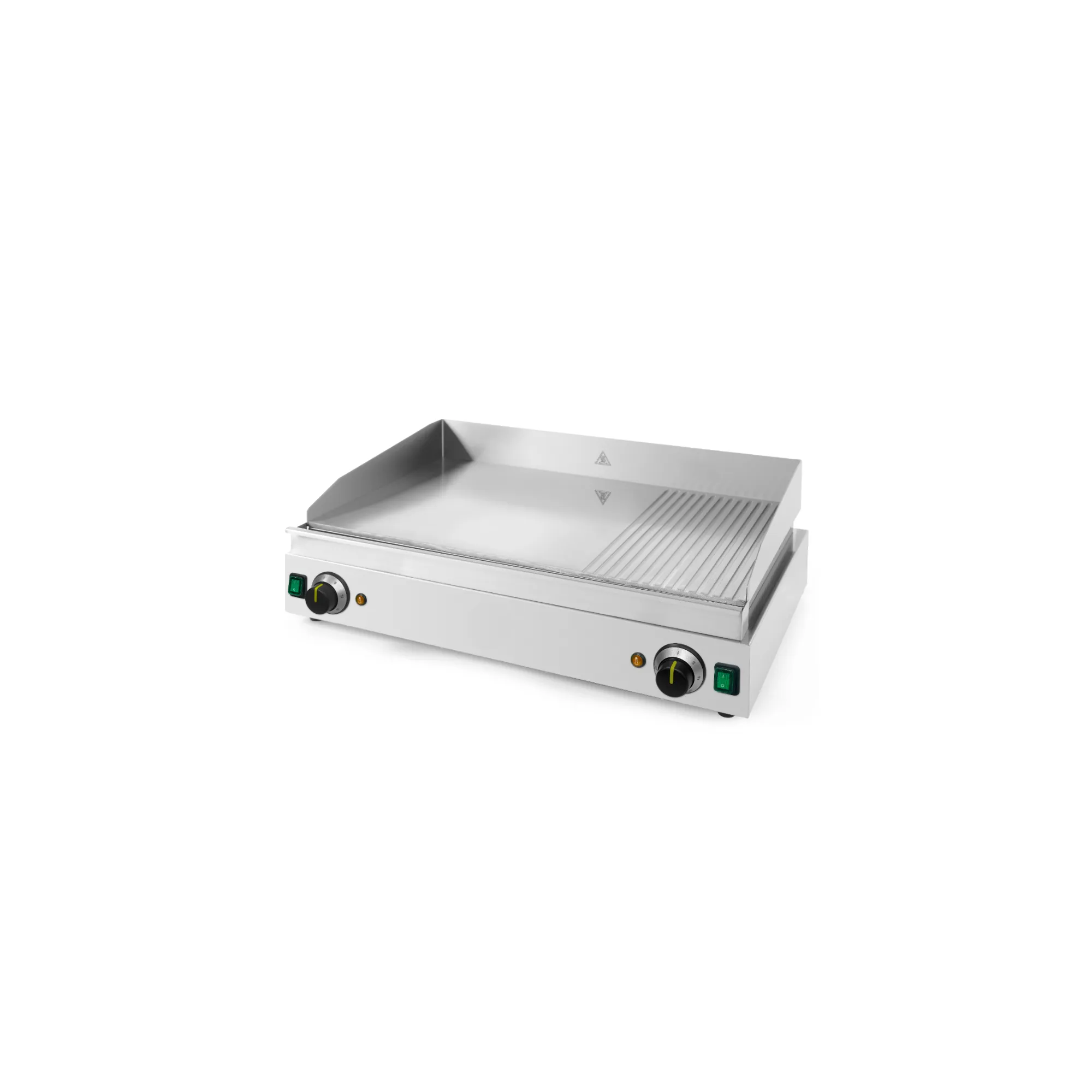 MBH - Professional dual-zone griddle with smooth and ribbed chrome surface