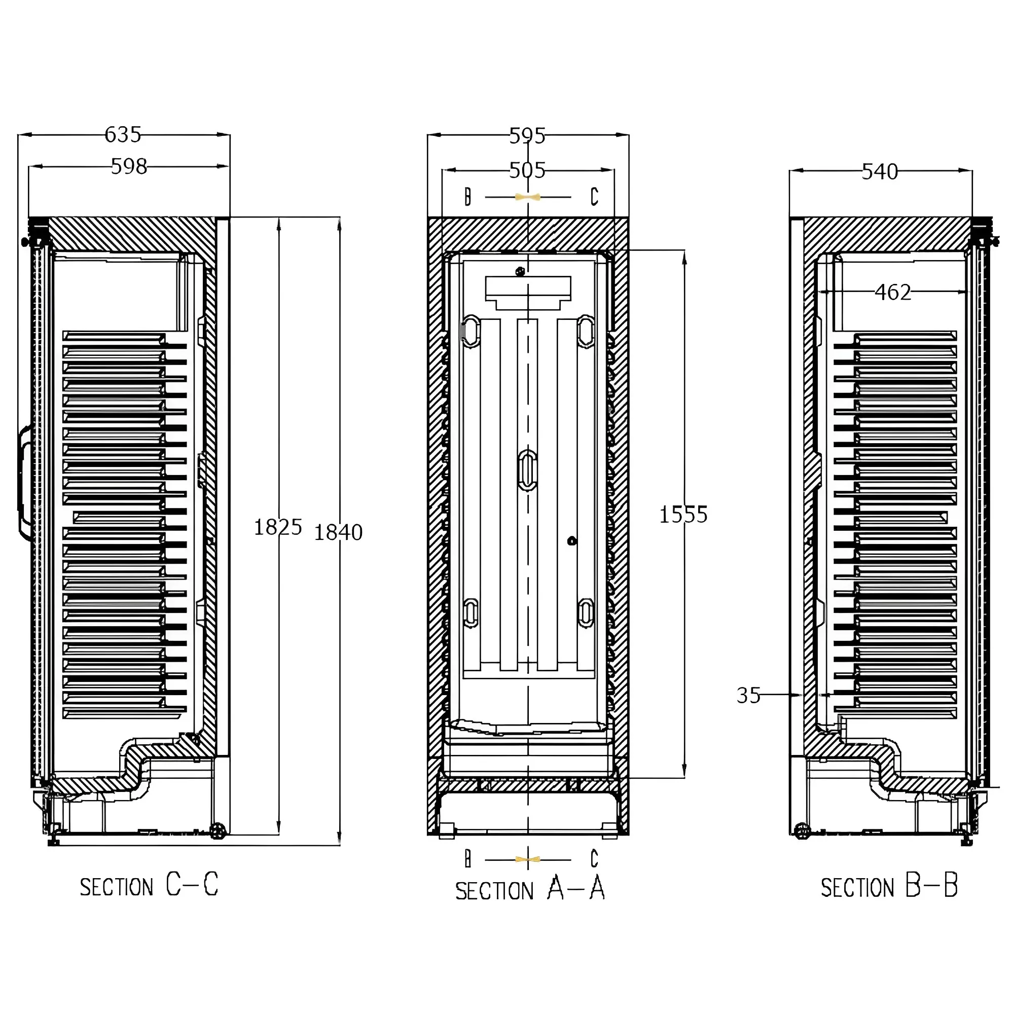 MBH - Industrial vertical freezer 300 L glass door for display