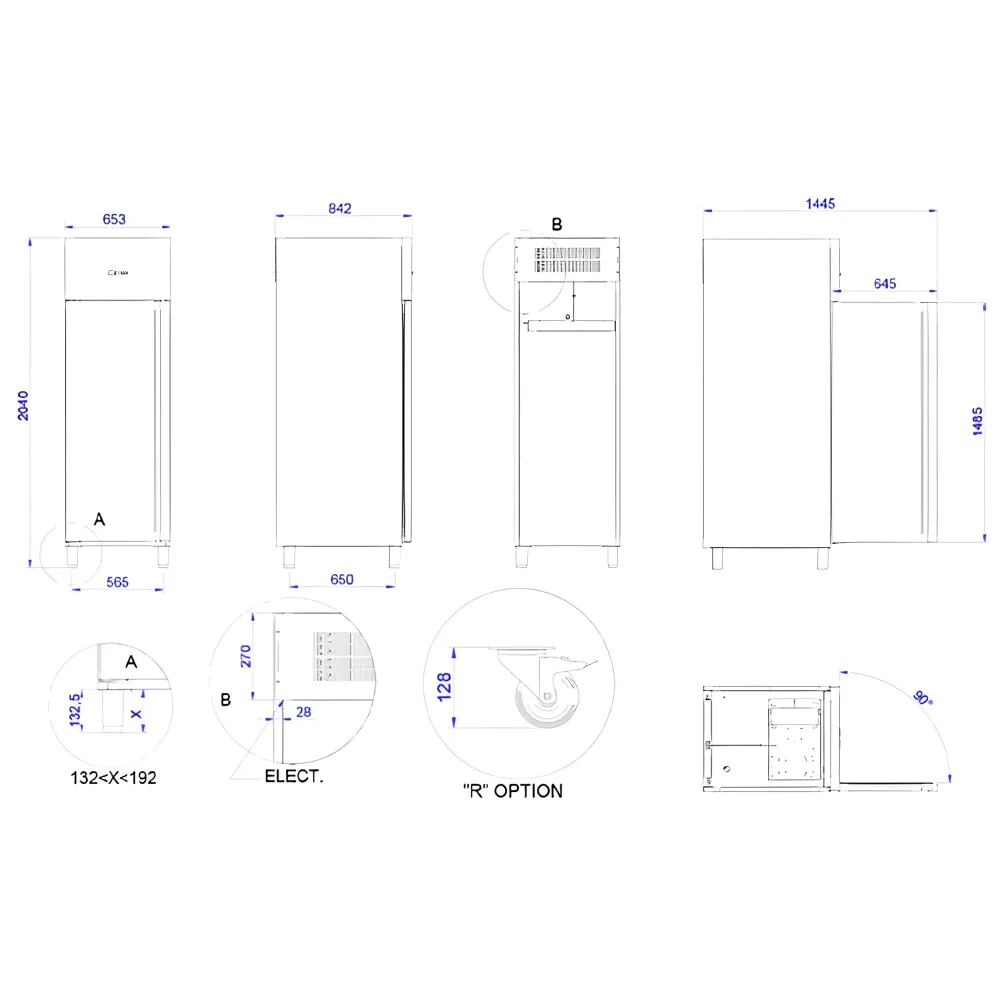 MBH - Vertical freezer INOX 700 L GN 2/1 with 2 doors for hospitality