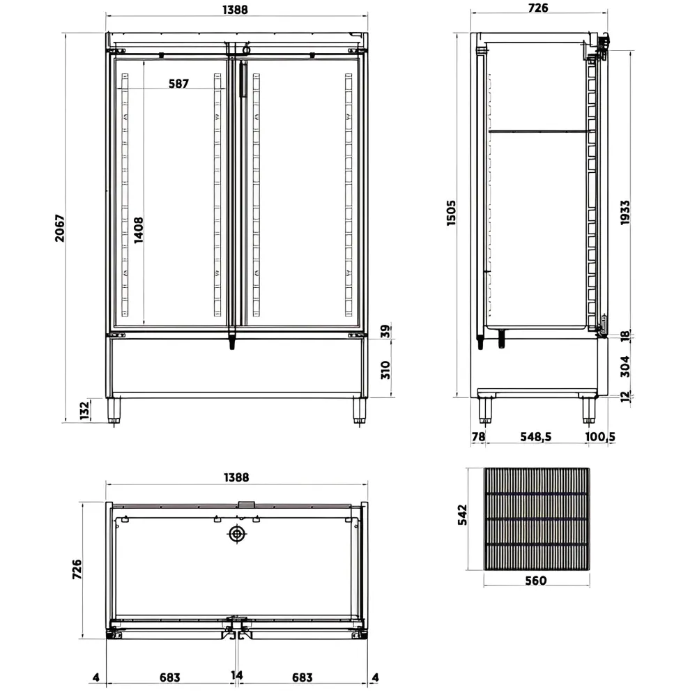 MBH - Vertical freezer INOX 868 L with 2 solid doors for hospitality