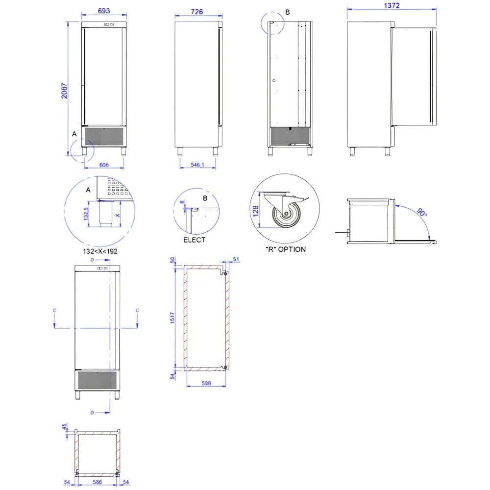 MBH - Vertical freezer INOX 386 L with 2 solid doors for hospitality