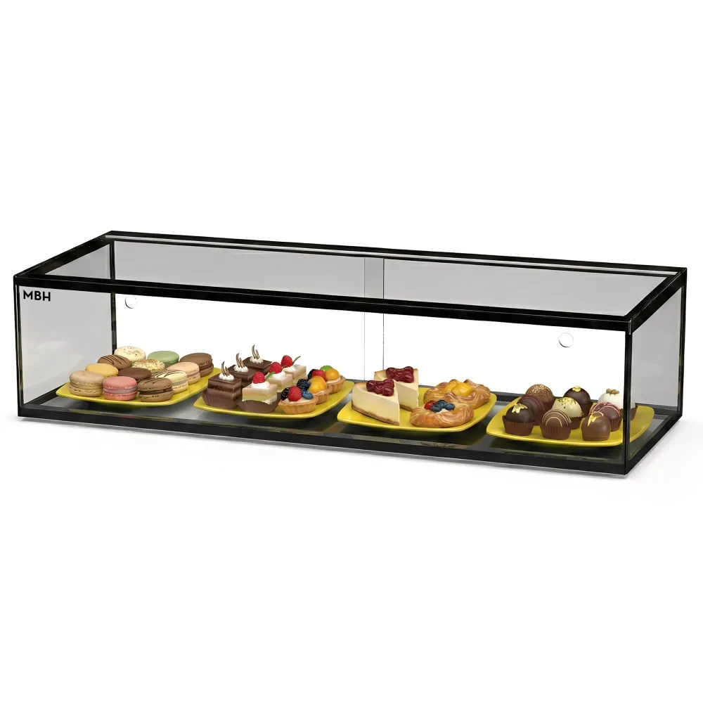 Glass non refrigerated 1 layer 92 cm pastry display case - MBH
