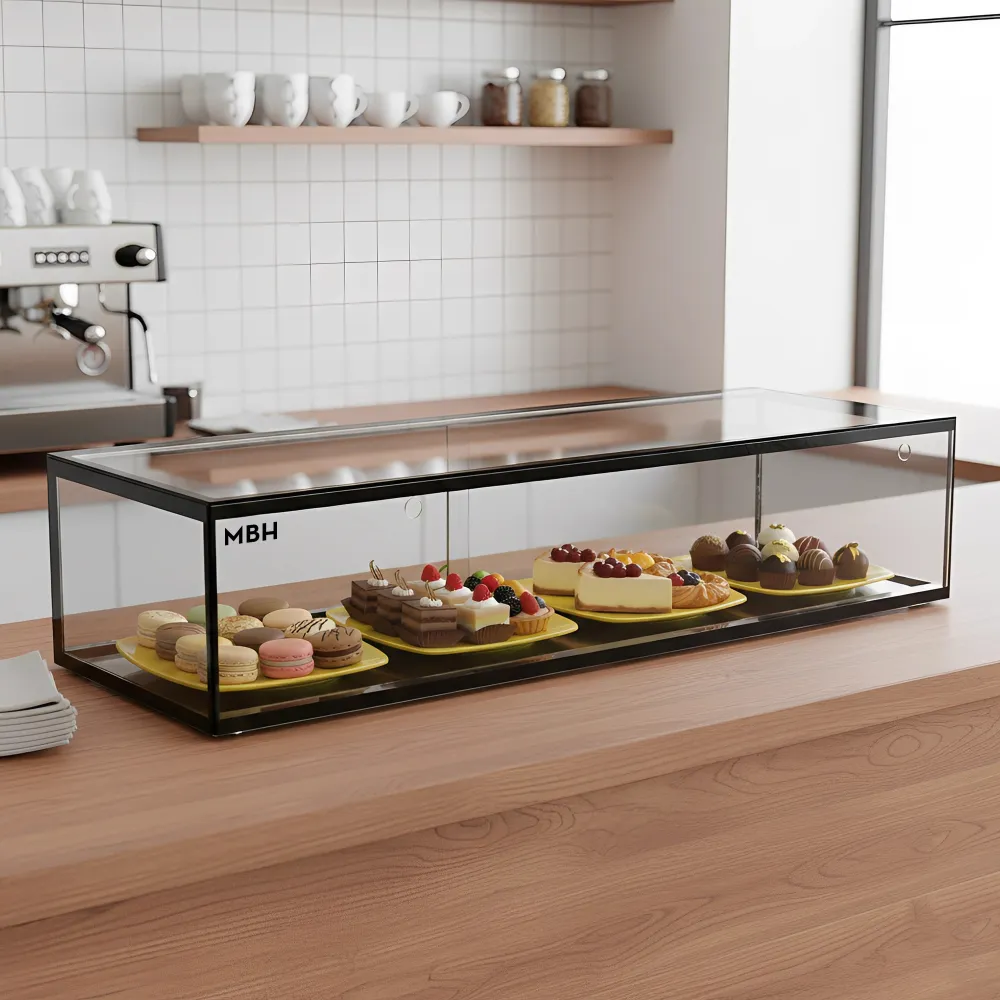 Glass non refrigerated 1 layer 92 cm pastry display case - MBH