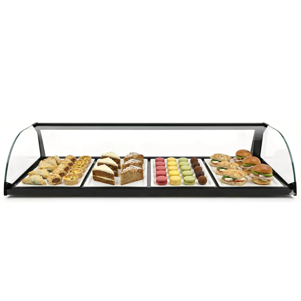 Expositores neutros bollería y repostería cristal curvado hostelería - MBH