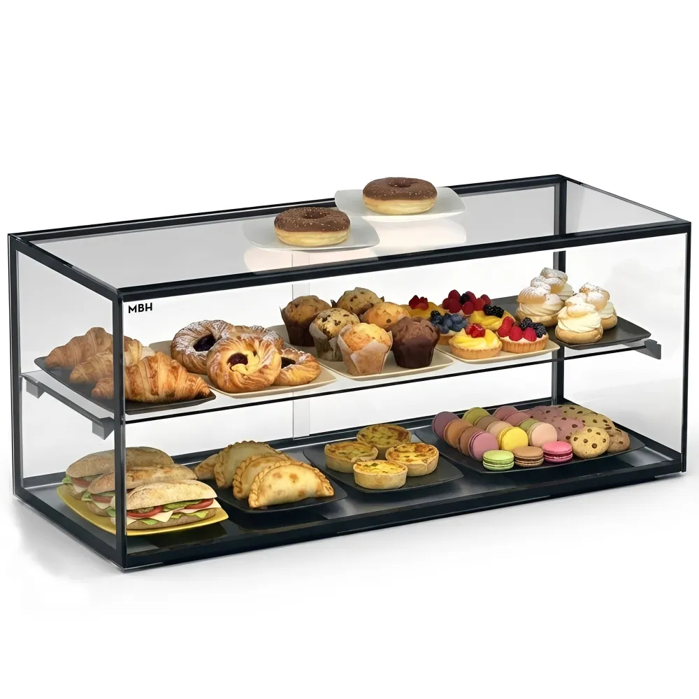 Glass non refrigerated 2 layer 92 cm pastry display case - MBH